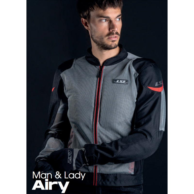 Giacca moto estiva LS2 Airy CE traforata grigio nera rosso